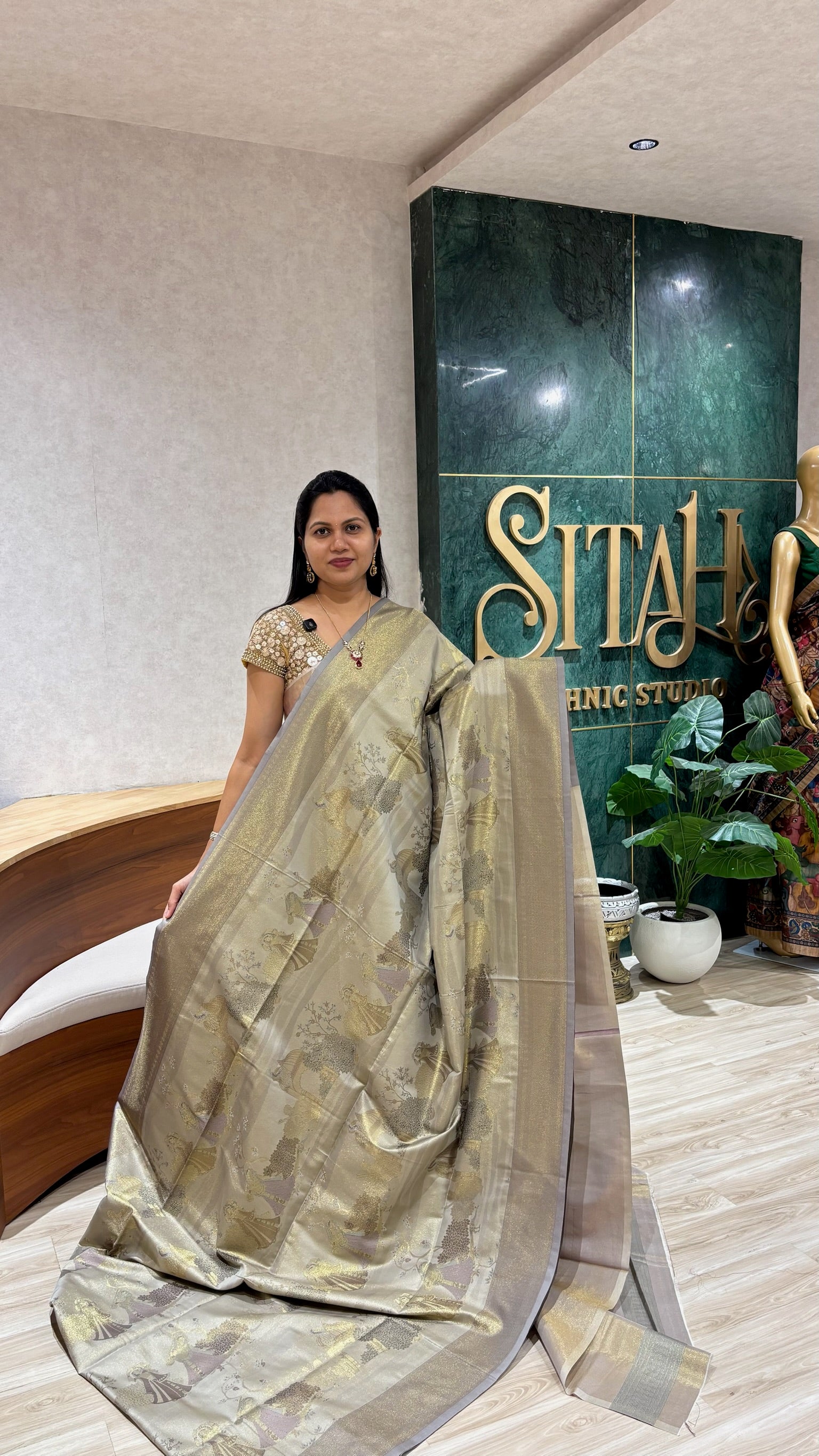 Light weight tissue goldengrey – Sitah Ethnic Studio